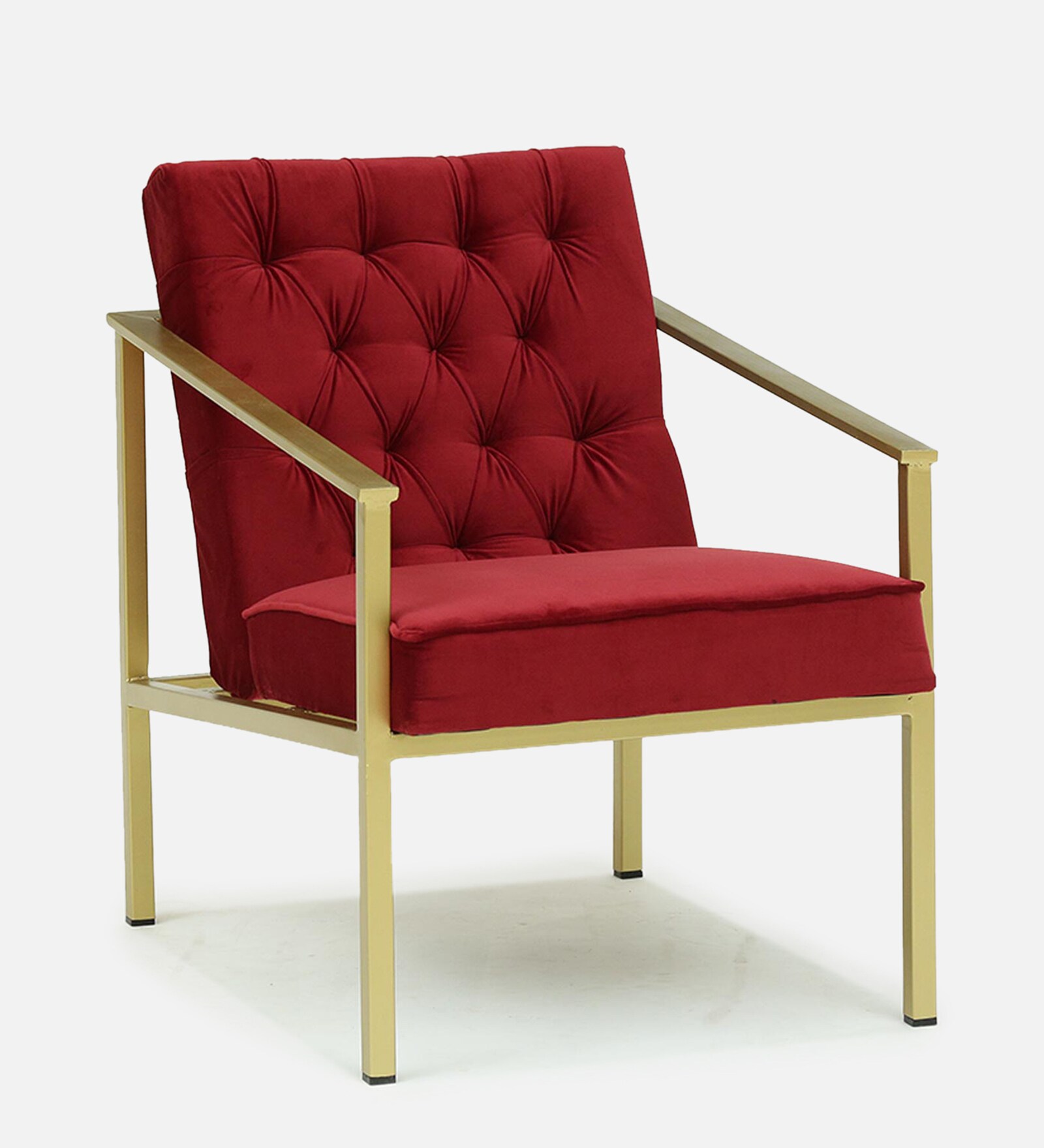 Buy Wylie Metal Upholstered Arm Chair in Maroon Colour at 1% OFF by ...