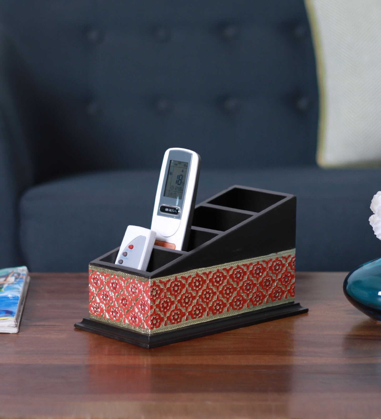 Buy Yatha Brass & Wood Remote Stand Online - Remote Control Organisers ...