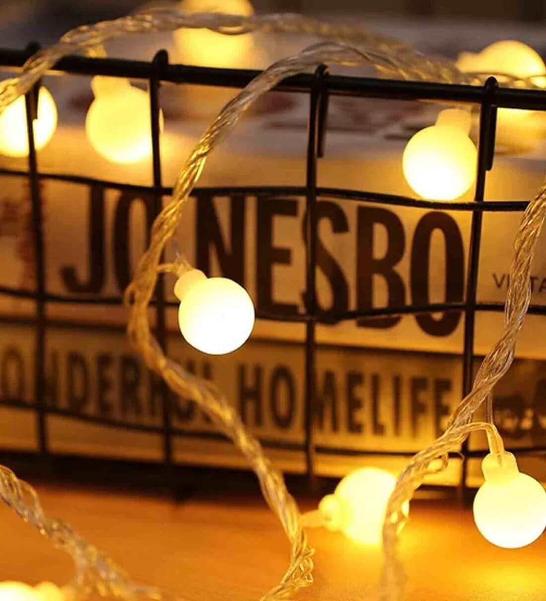 Buy Yellow 5 Meters Frosted Balls LED Solar Christmas Plug-In String ...