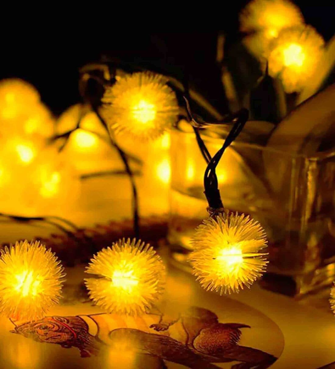 Buy Yellow 5 Meters Snowball LED Solar Christmas Plug-In String Lights ...