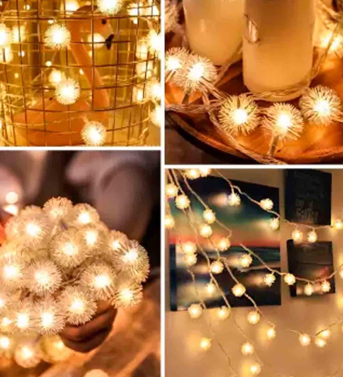 Buy Yellow 5 Meters Snowball LED Solar Christmas Plug-In String Lights ...