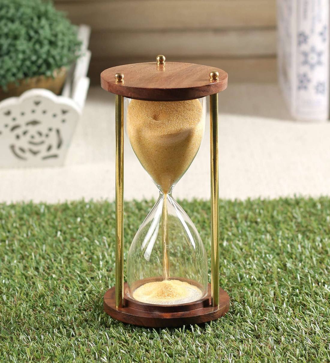 Buy Yellow Brass And Wood Sand Timer By Exim Decor at 15% OFF by Exim ...