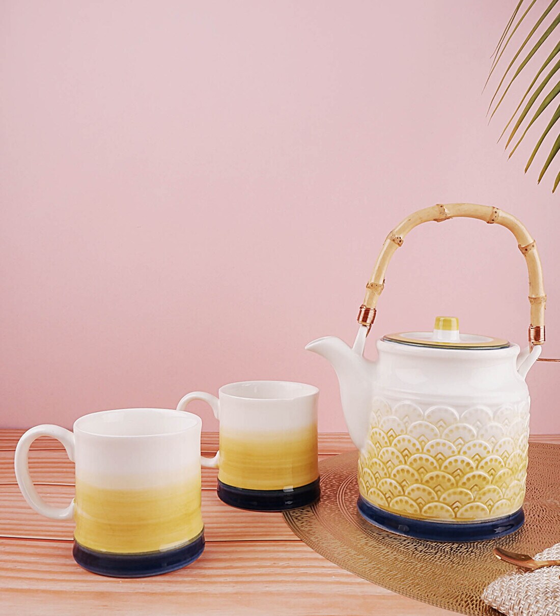 Buy Fosse White & Yellow Ceramic (Set of 3) Teaware Set at 53% OFF by ...