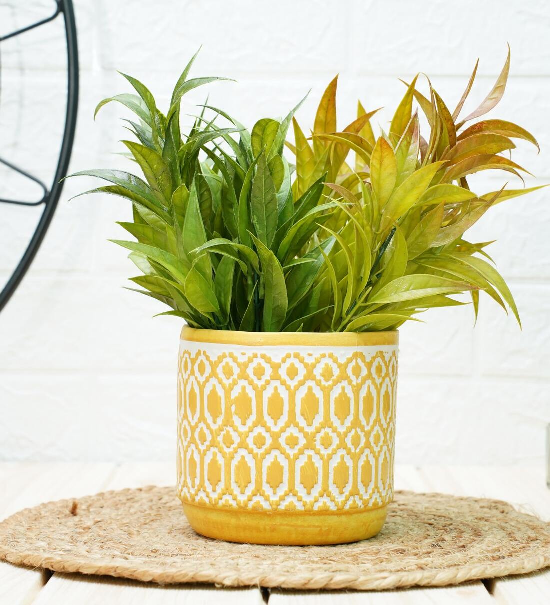 Buy Yellow Ceramic Aztec Planter By Gold Dust Online - Desk Pots - Pots ...