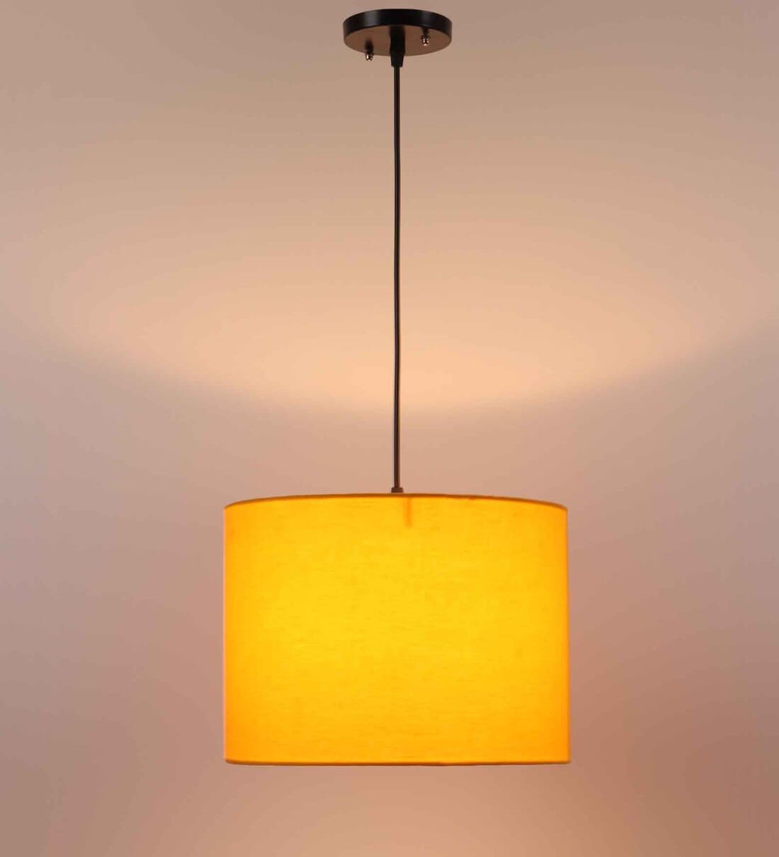 Buy Yellow Fabric Iron Single Hanging Light By Beverly Studio Online ...