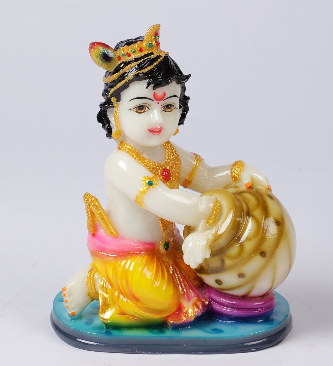 Buy Yellow Marble Matki Kanha Ji Idol by Gallery99 Online - Krishna ...