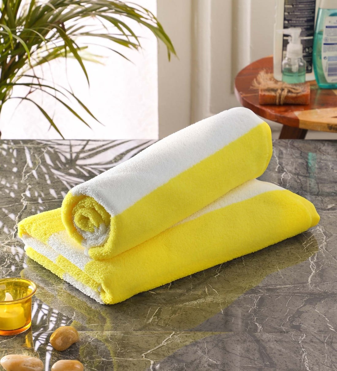 Buy Yellow Microfiber 250 Gsm 2 Pieces Towel Set By Bathe & Soak at 57% ...