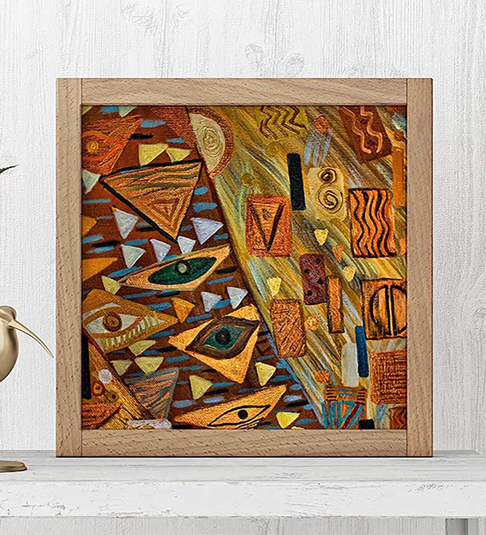 Buy Yellow Canvas Tribal Art Digitally Printed Art Print without Frame ...