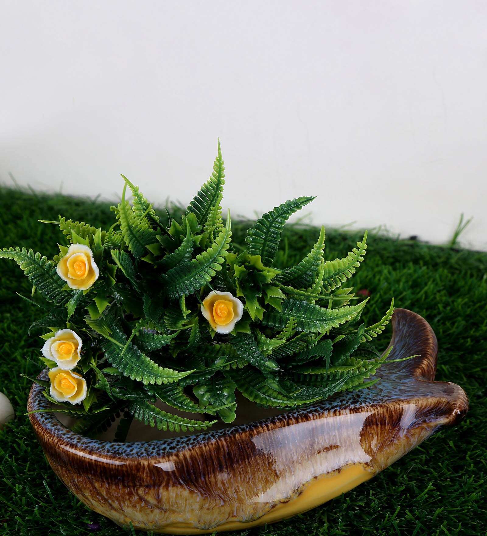 Buy Yellow Ceramic Fish Bonzai Shape Planter by Justoriginals at 25% ...