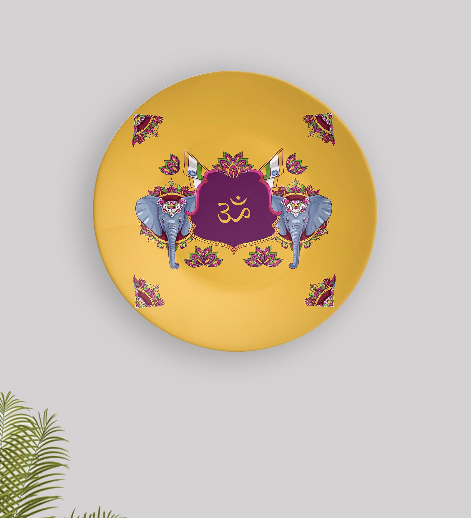 Buy Yellow Ceramic Om Elephant Decorative Wall Plate at 39% OFF by ...