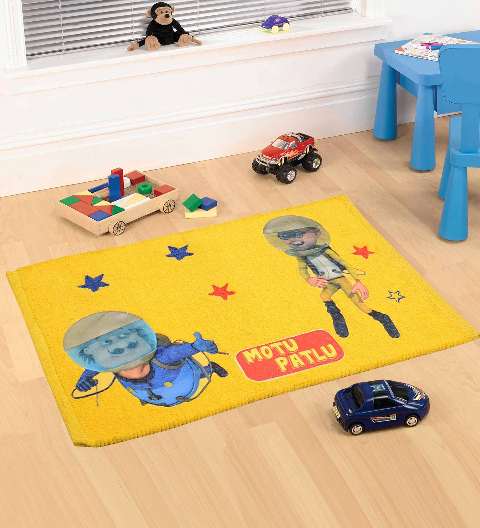 Buy Yellow Cotton 28 X 20 Inch Motu Patlu Rug by Saral Home at 45% OFF ...