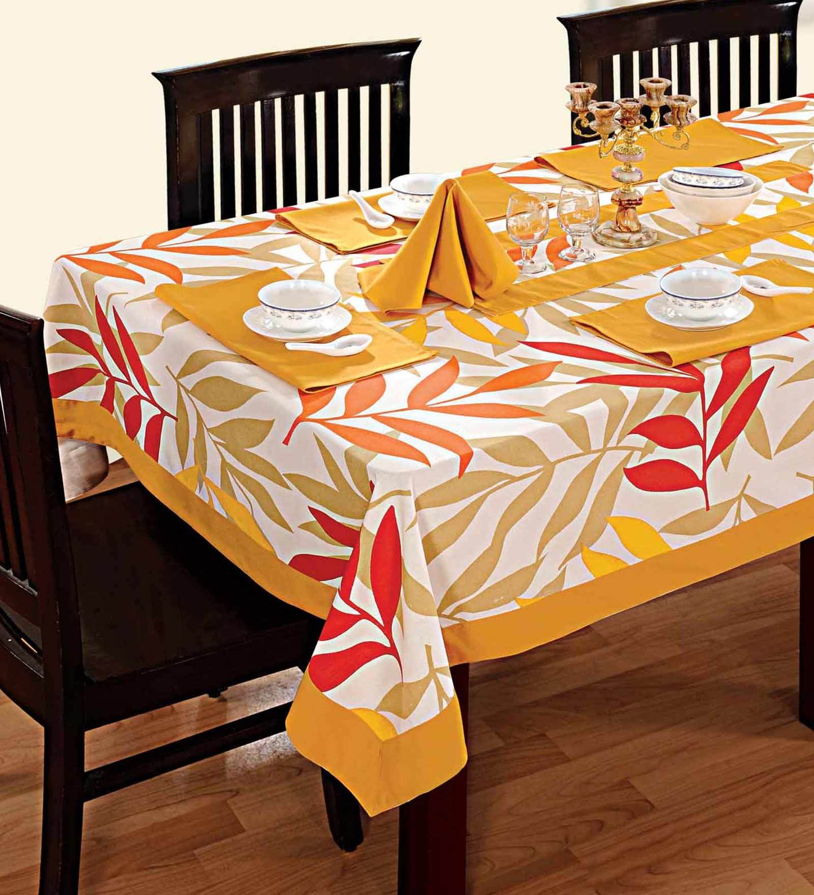 Buy Autumn (59x59) Yellow & White Cotton Table Cloth at 40% OFF by ...