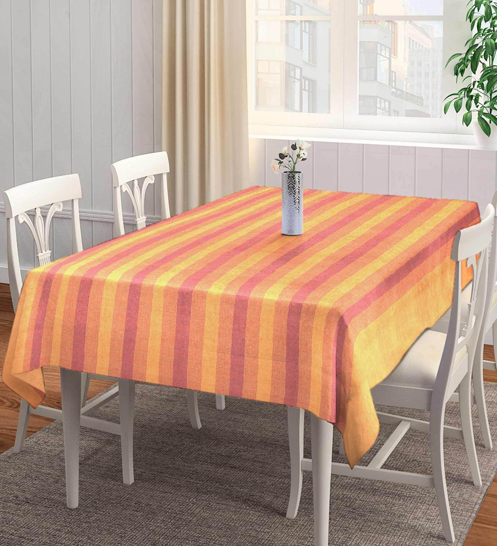 Buy Yellow Cotton 90x60 Inches 6 Seater Table Cloth by Neudis at 18% ...