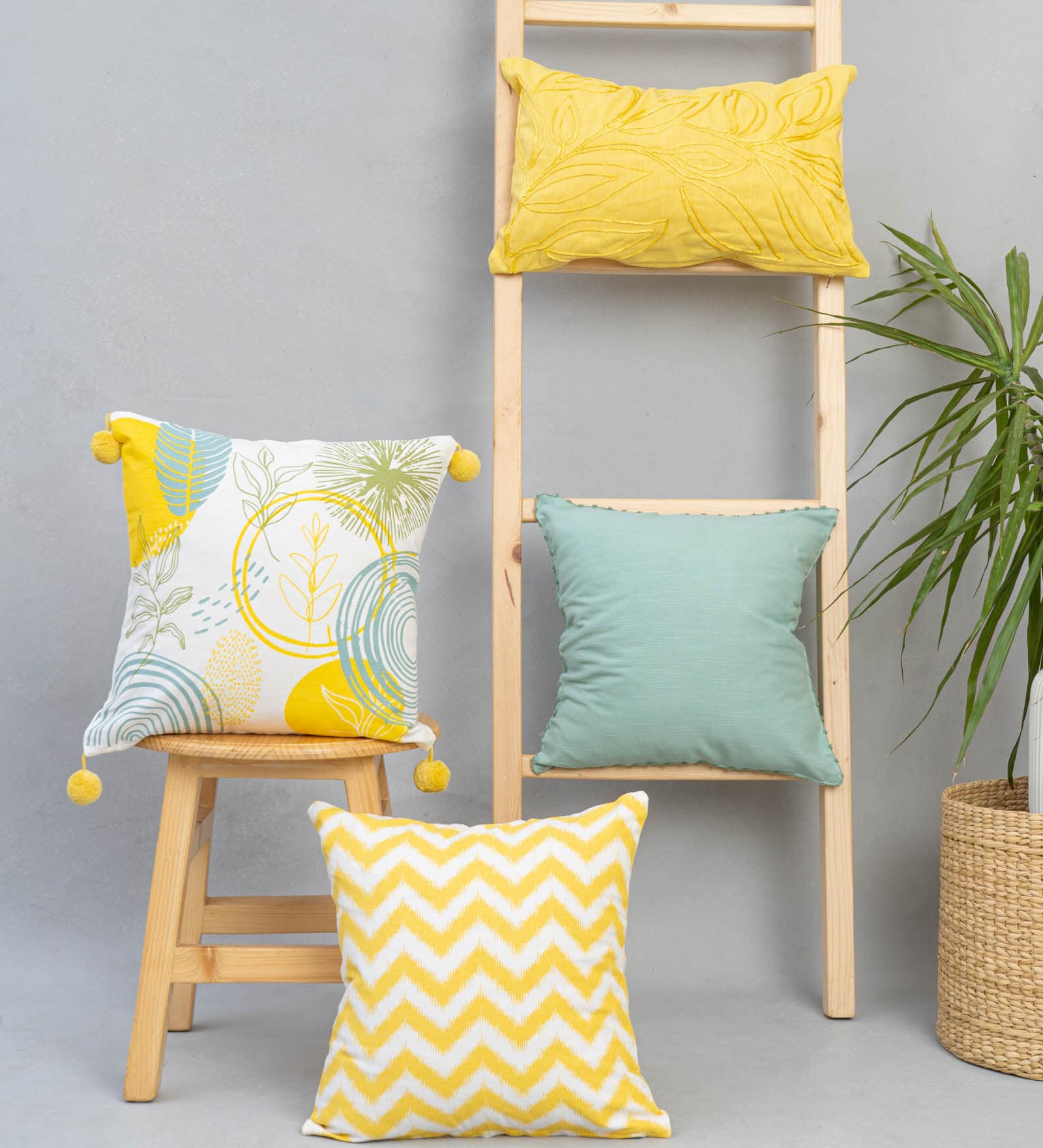Buy Yellow Cotton Abstract 16x16 inches(Set of 4) Cushion Covers at 100 ...