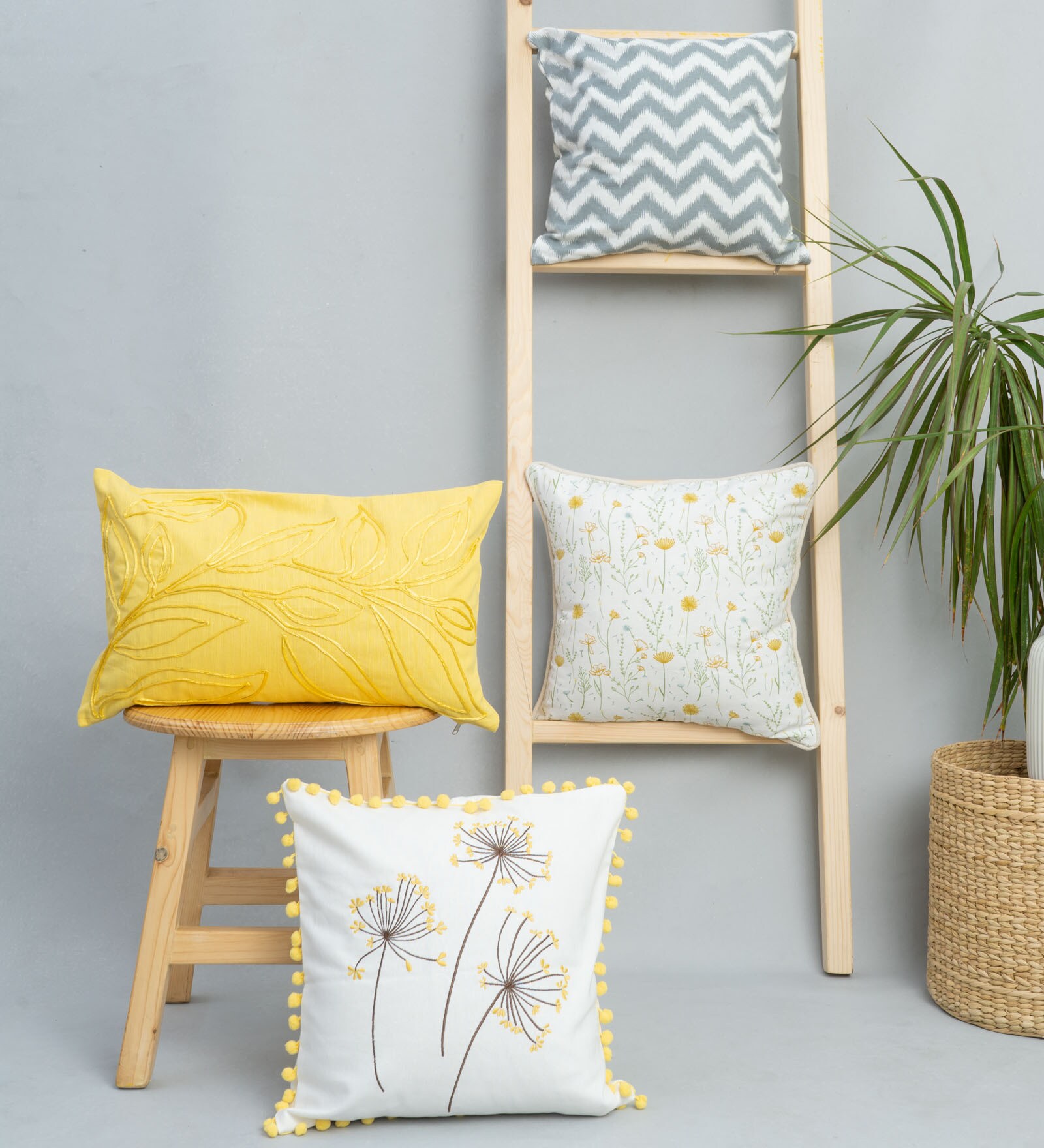 Buy Yellow Cotton Abstract 16x16 inches(Set of 4) Cushion Covers at 100 ...