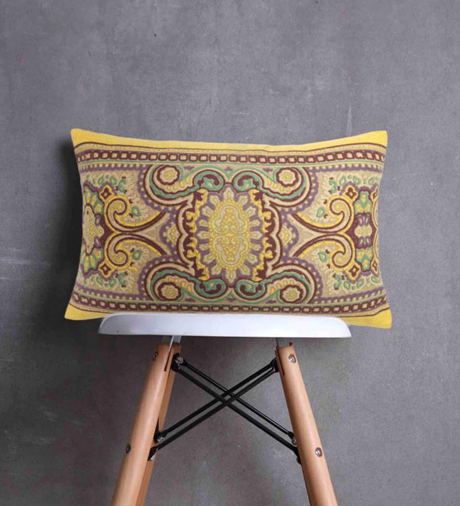Buy Multicolor Traditional Cotton 22 x 14 Inches Cushion Cover by Art ...