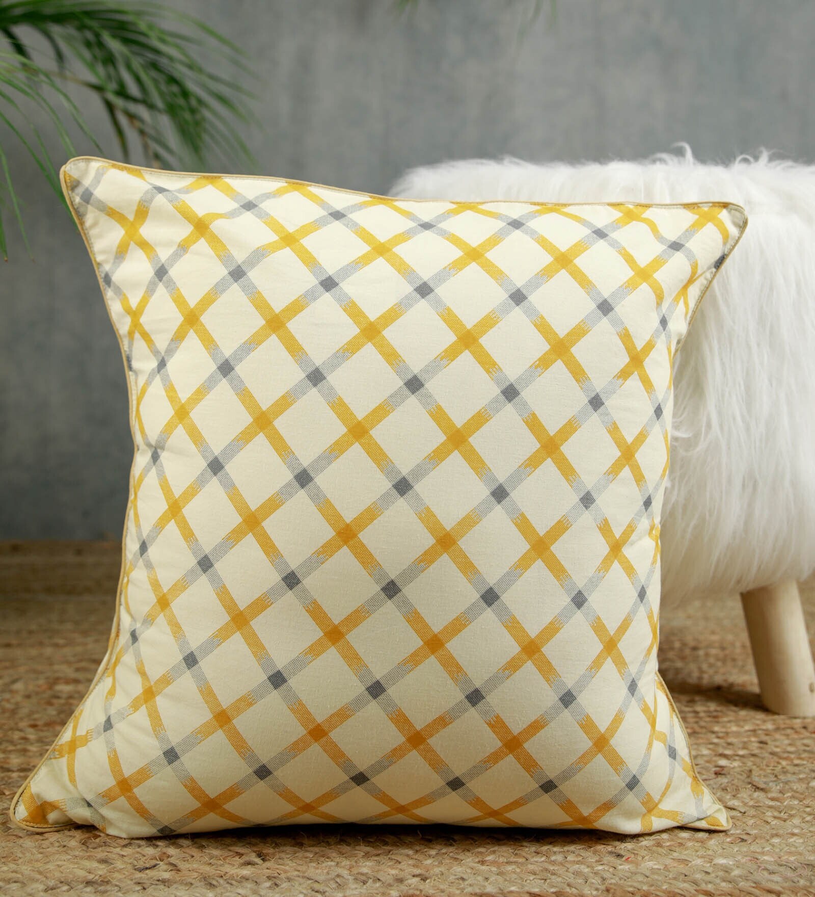 Buy Yellow Geometric Cotton 18 x 18 Inches Cushion Cover at 70% OFF by ...