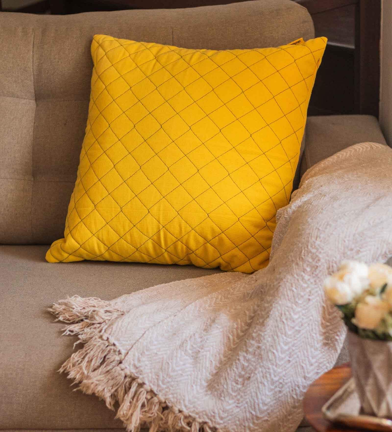 Buy Yellow Cotton Solid 18x18 inches Cushion Covers (1Pc) at 63% OFF by ...