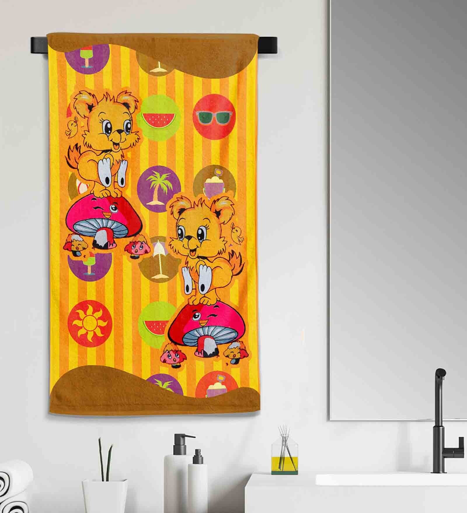 Buy Multicolor Cotton Solid 300 GSM Kids Bath Towel by Sassoon fab at ...