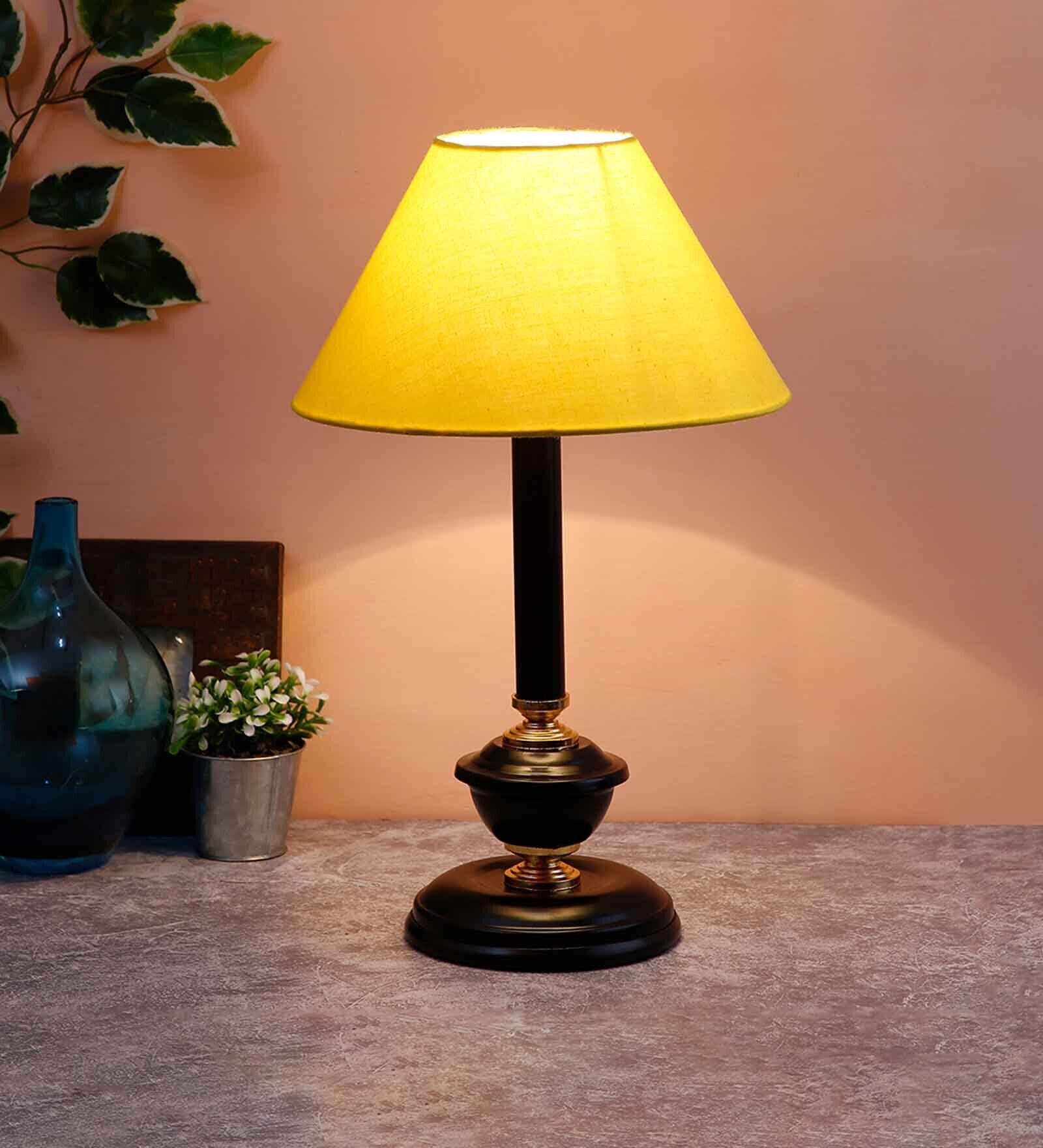 Buy Yellow Cotton table lamp with black base at 55% OFF by New Era ...