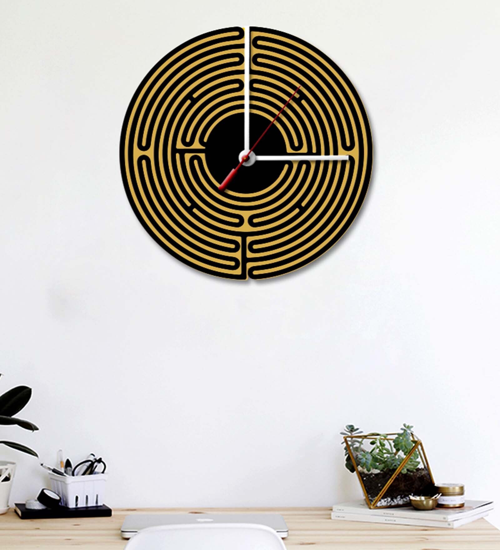 Buy Yellow Engineered Wood Analog Wall Clock By WallMantra at 26% OFF ...