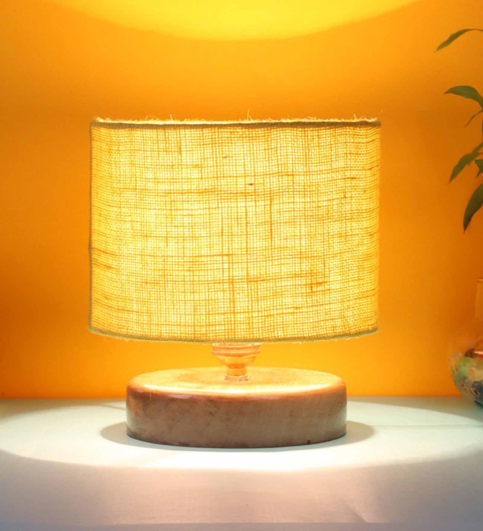 Buy Yellow Jute Table Lamp With Wood Natural Base By New Era at 25% OFF ...