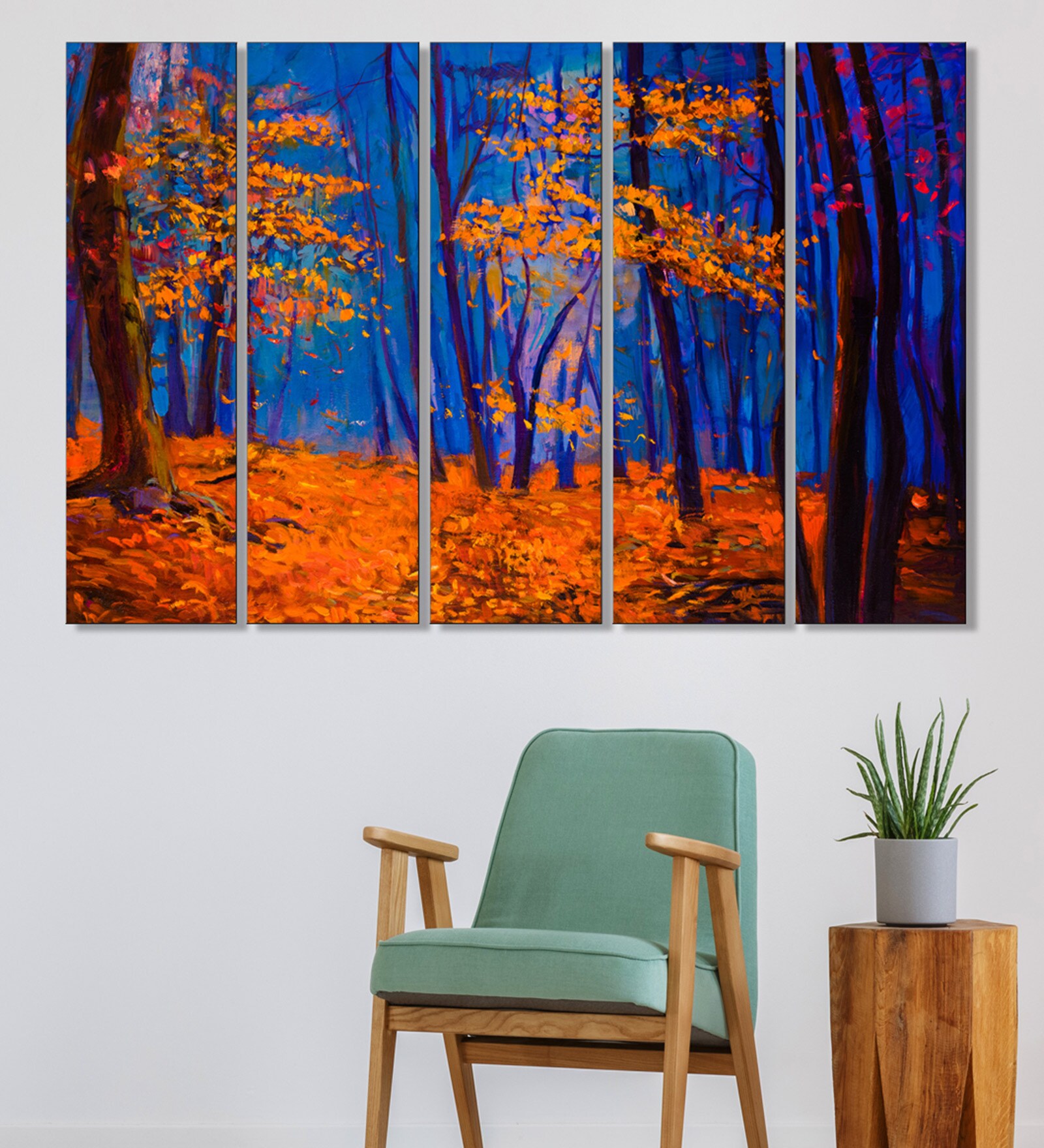 Buy Yellow Leaves Tree Forest MDF Printed- Set of 5 Art Panel by ...