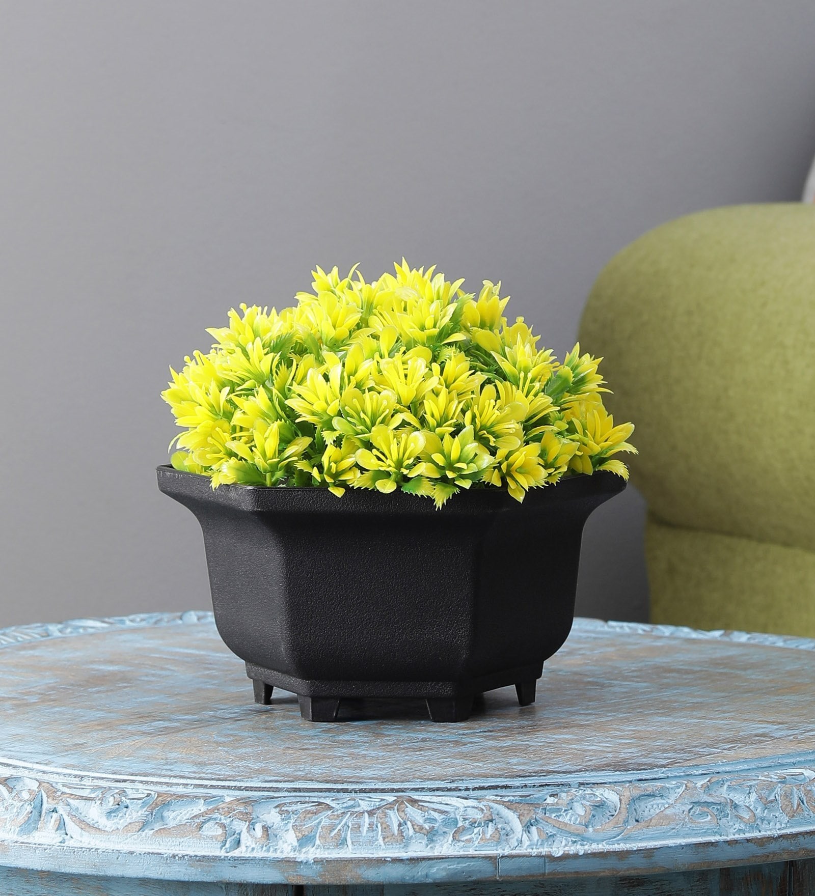 Buy Polyester And Plastic Yellow & With Pot Artificial Plants at 55% ...