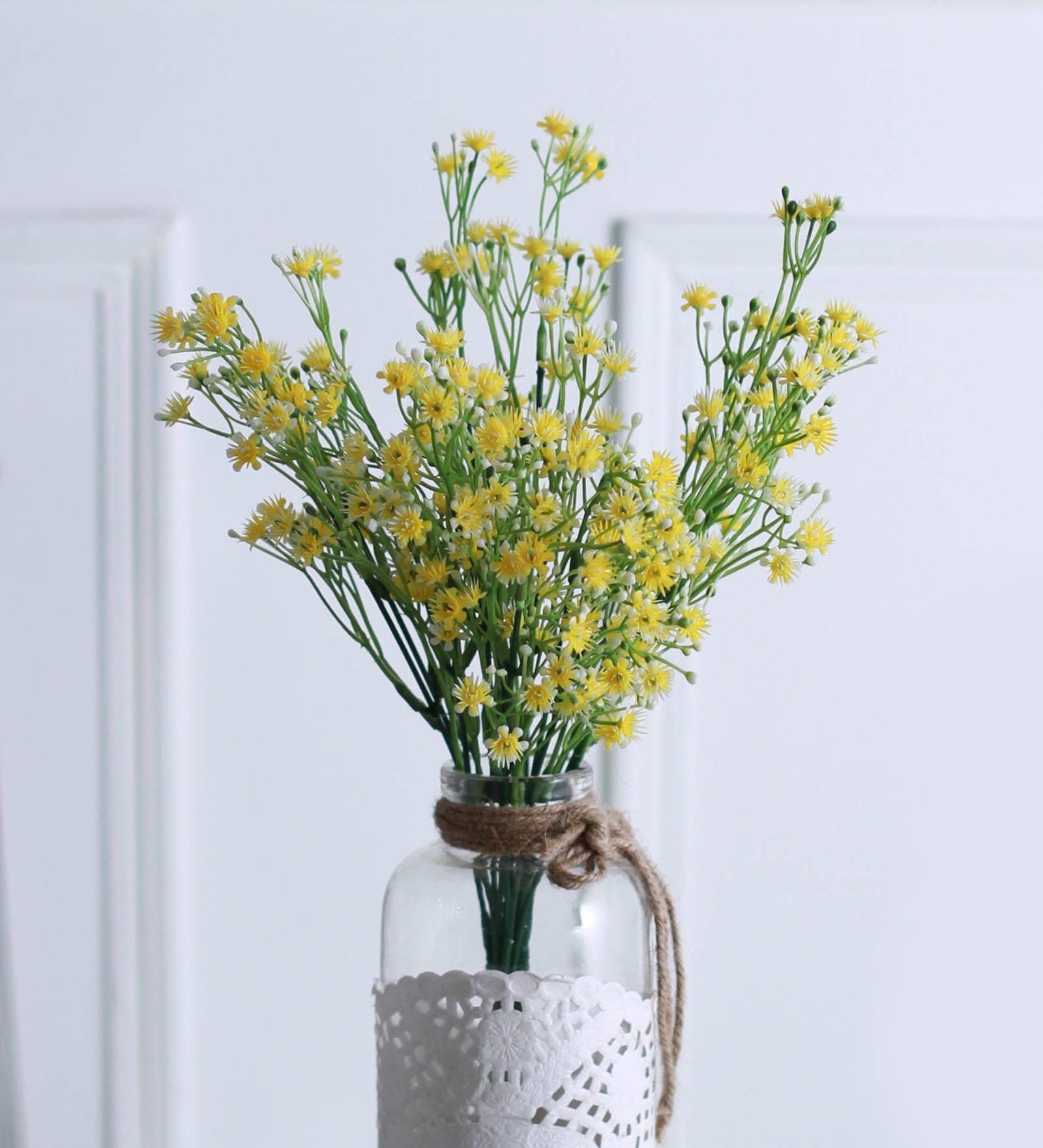 Buy Yellow Plastic Artificial Gypso Flower by Fourwalls - Set of 3 at ...