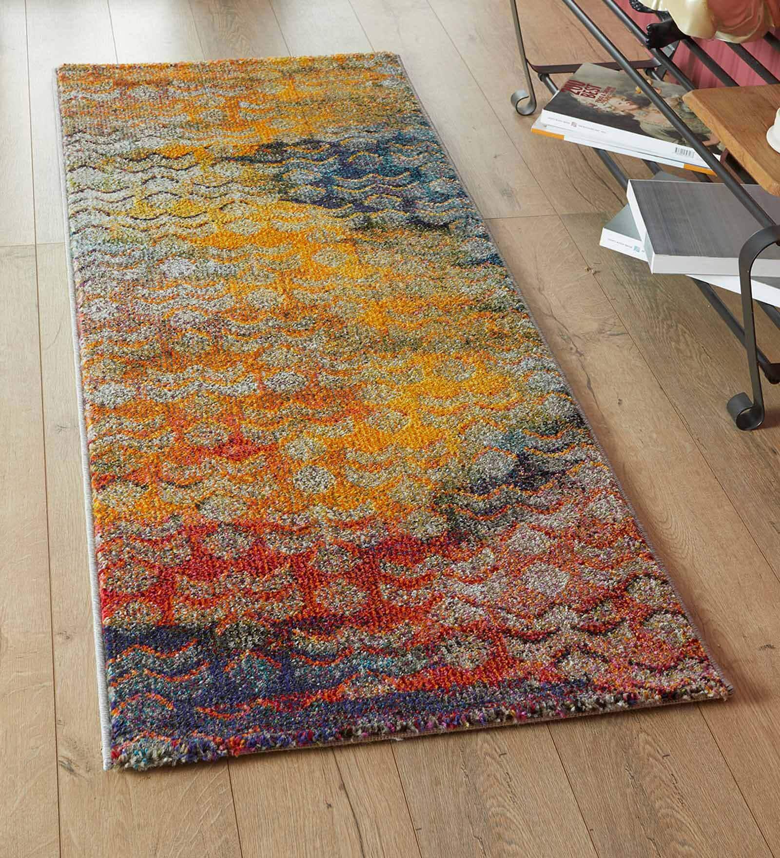 Buy Yellow Polypropylene 5x2.6 Feet Machine Made Runner by Obsessions ...
