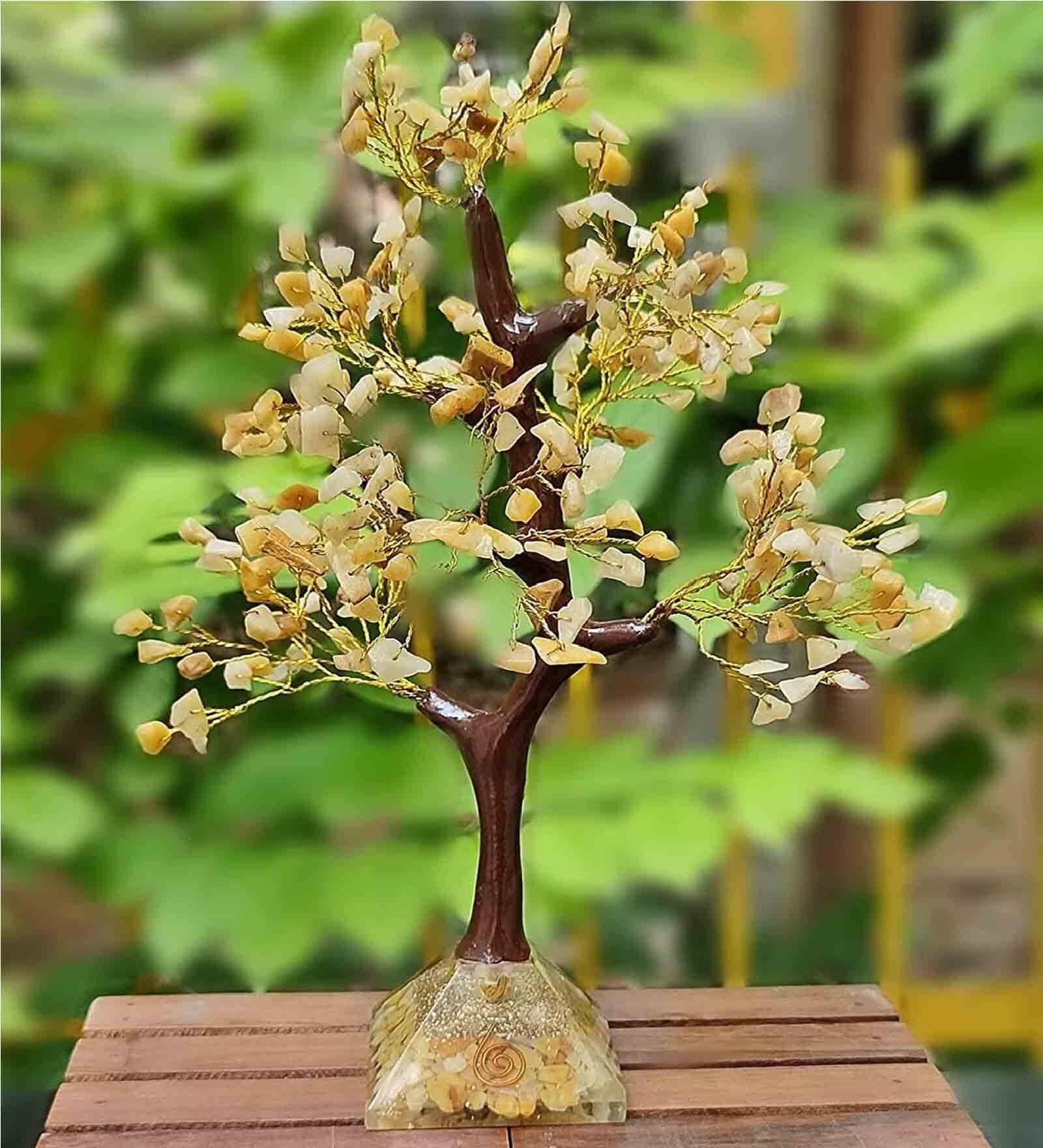 Buy Yellow Quartz Stone Fortune Crystal Tree Showpiece by Muren at 33% ...