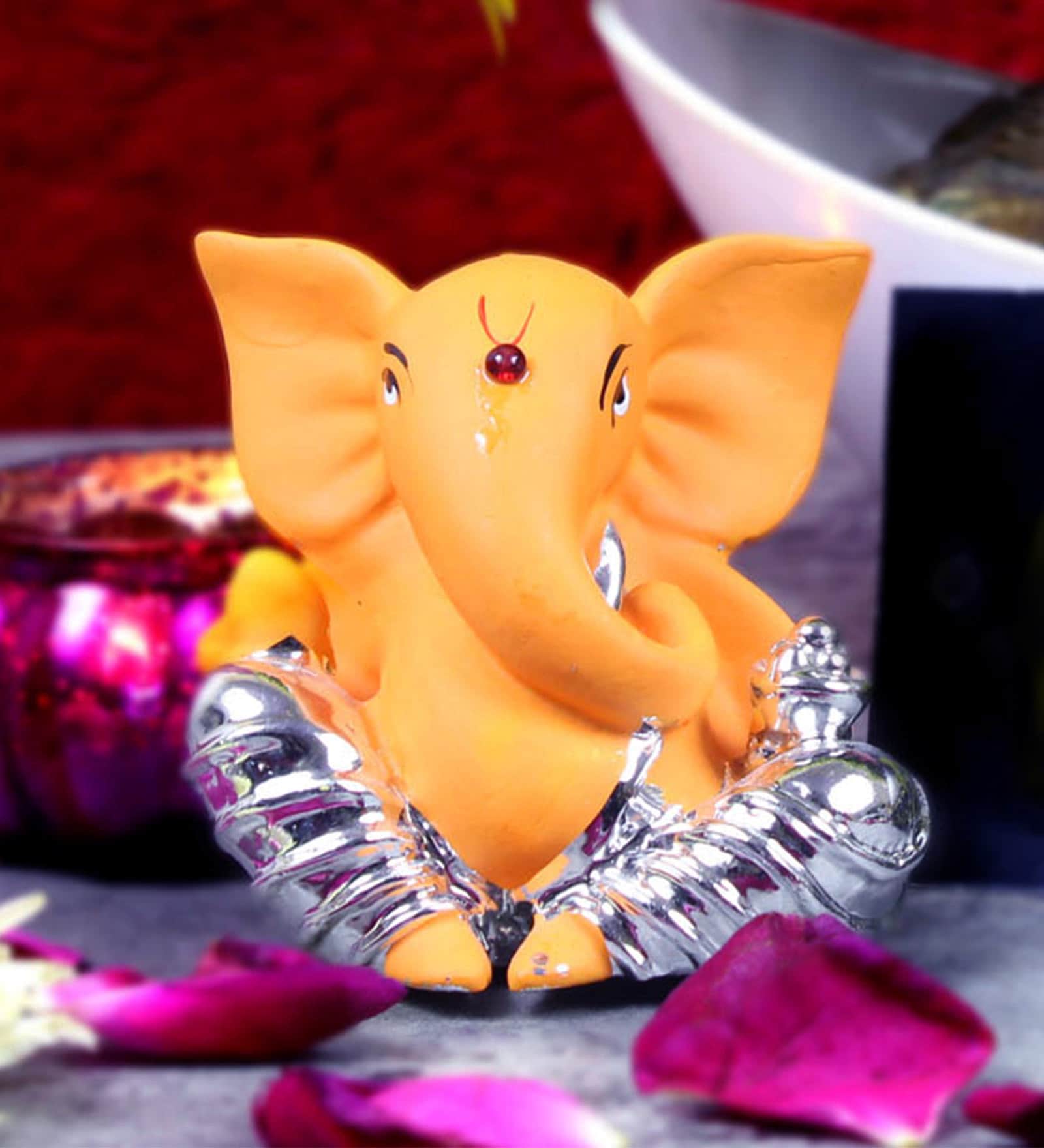 Buy Yellow Resin Small Ganpati Statue Ganesha Idol by Statue Studio ...