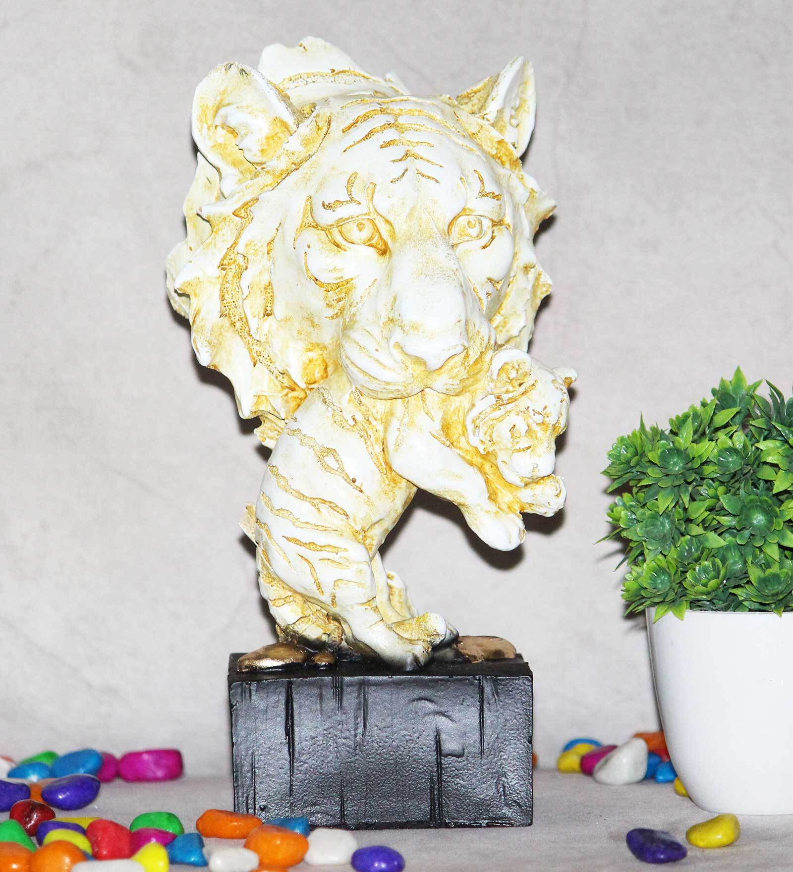 Buy Yellow Resin Tiger Showpiece at 33% OFF by Miss Peach | Pepperfry