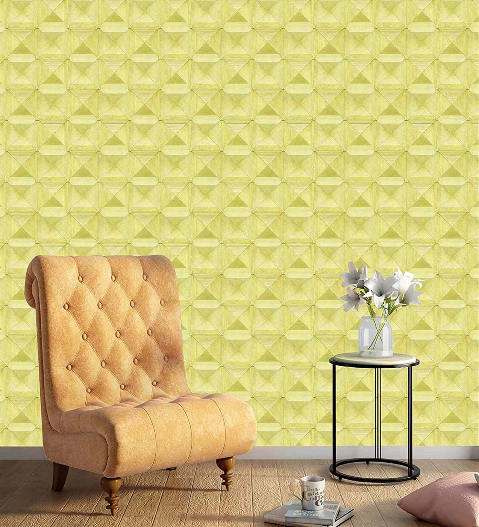 Buy Yellow Textured Geometric Pyramids Wall Paper By Asian Paints at 83 ...