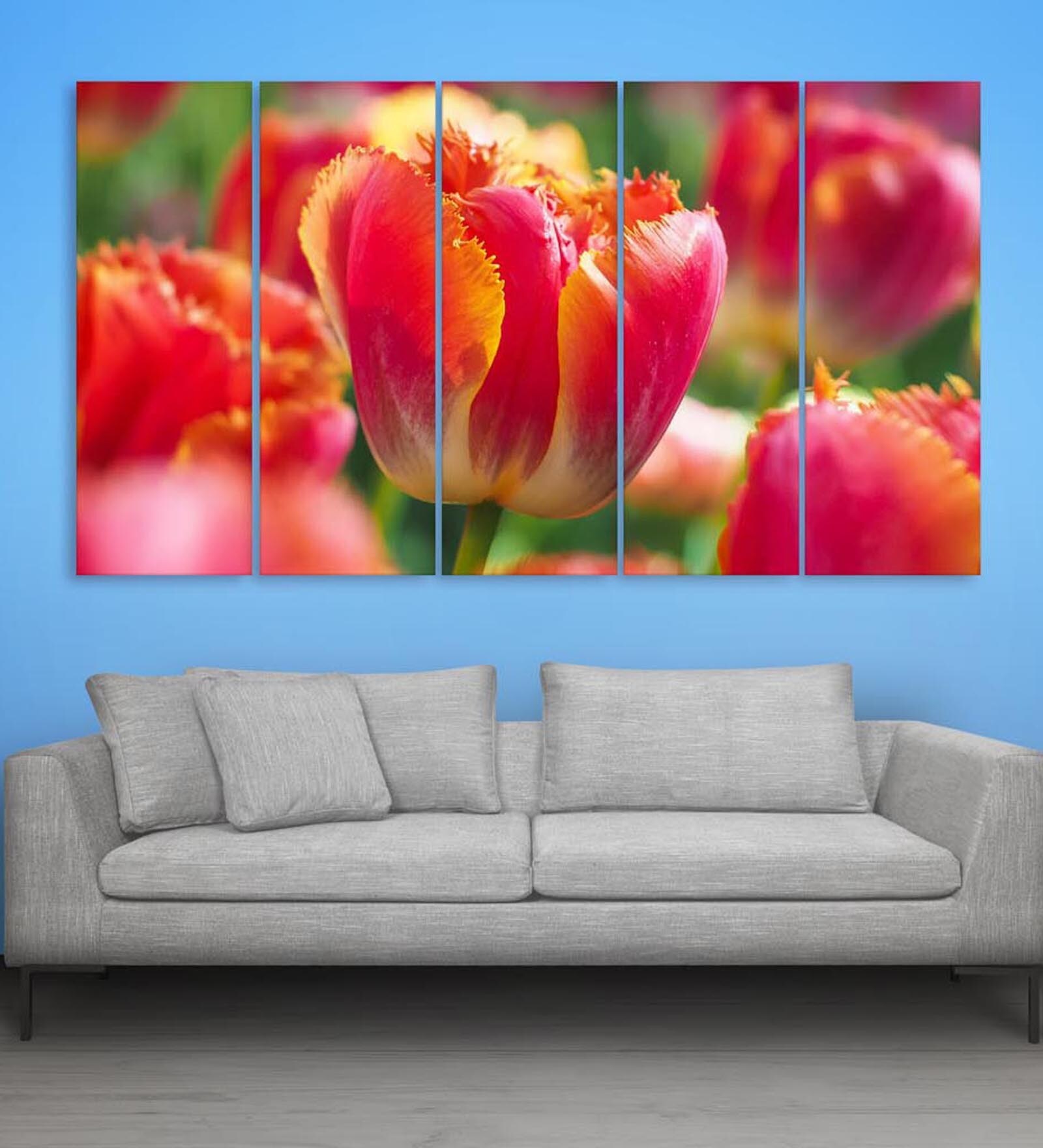 Buy Yellow Wood Multiple Frames Beautiful Flowers Art Panels - Set Of 5 ...