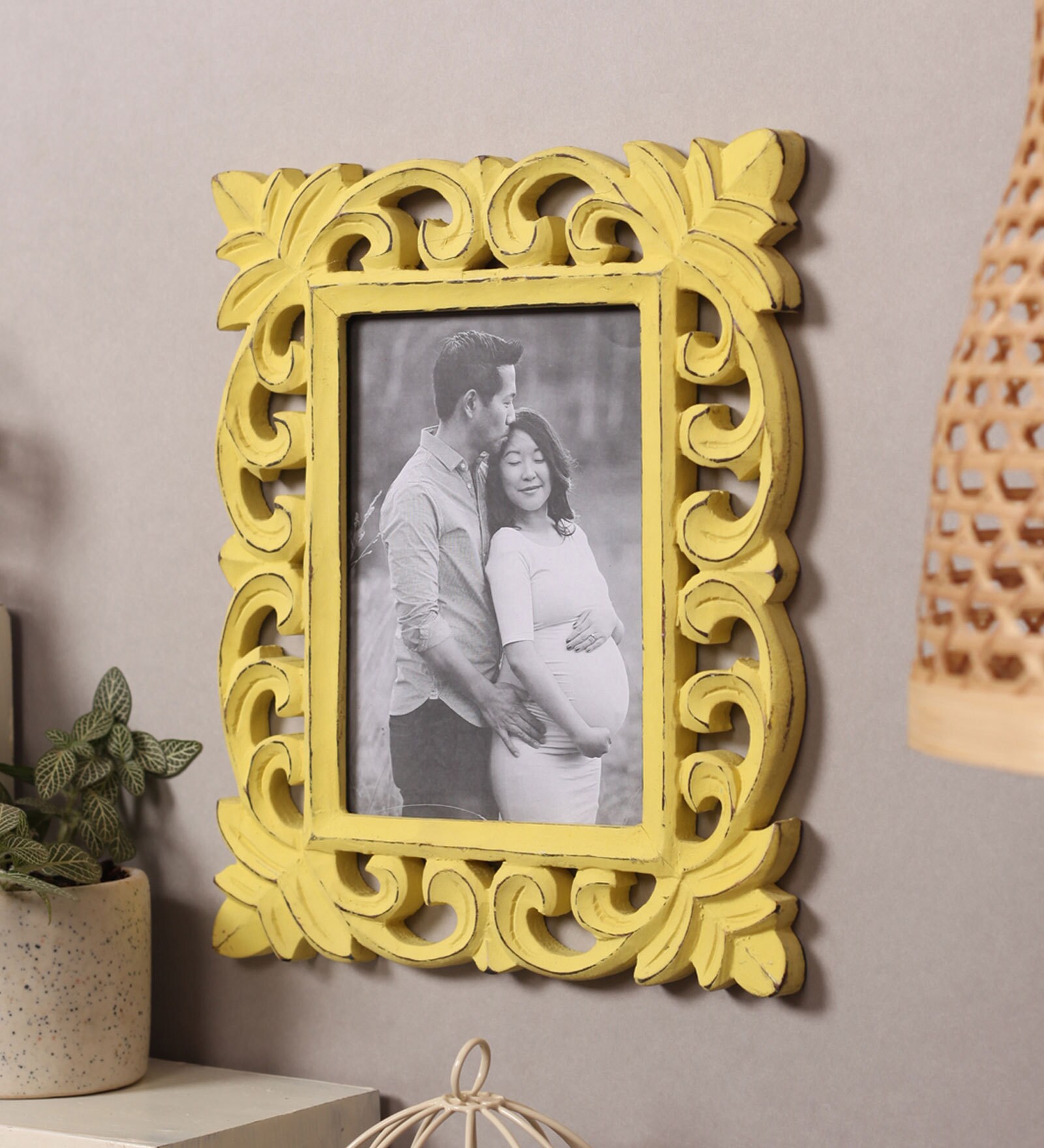 Buy Yellow Wooden Handcrafted Vertical Wall Hanging Photo Frame at 36% ...