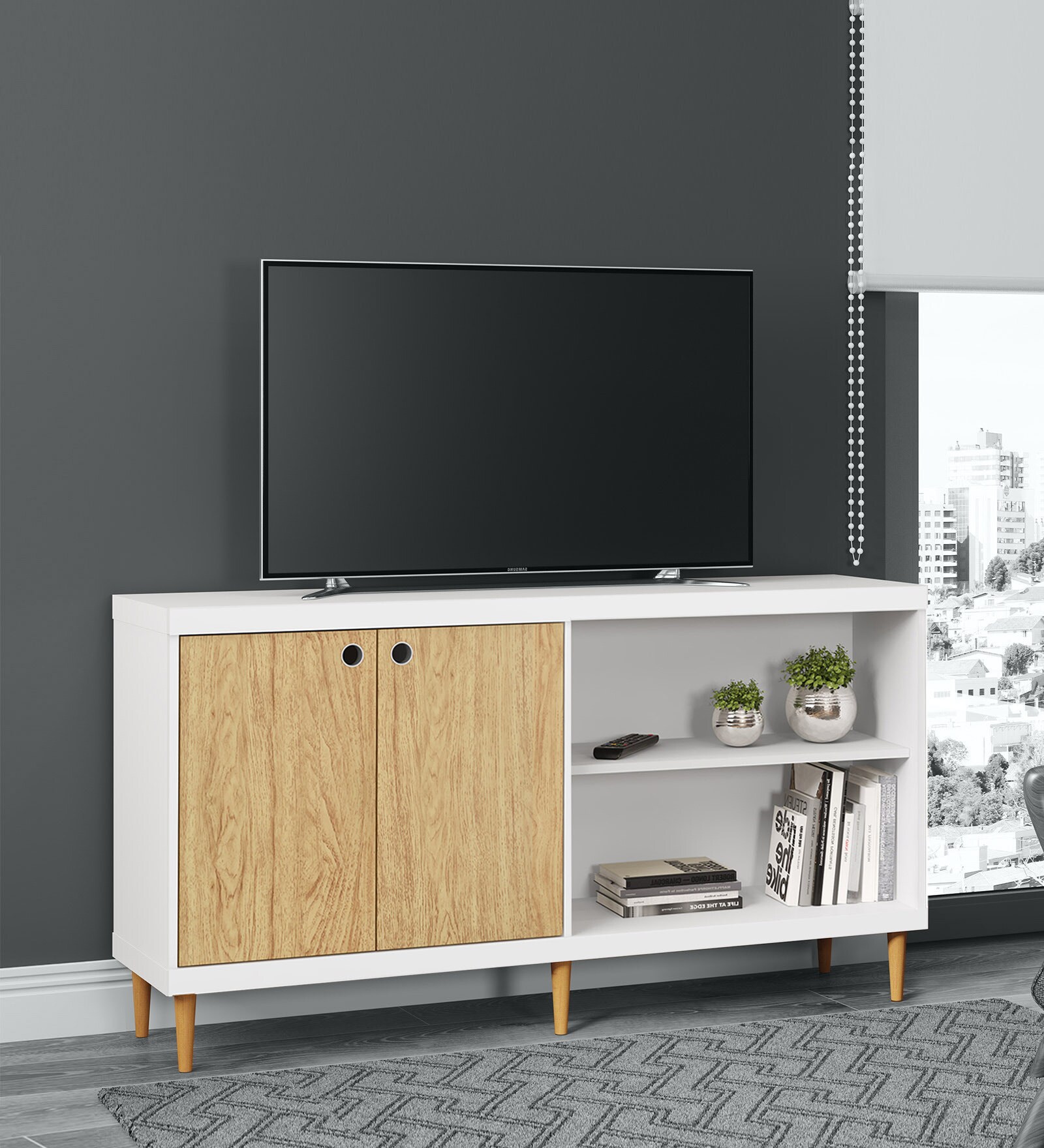Buy Yemon TV Console With Two Door In White Finish at 6% OFF by Mintwud ...