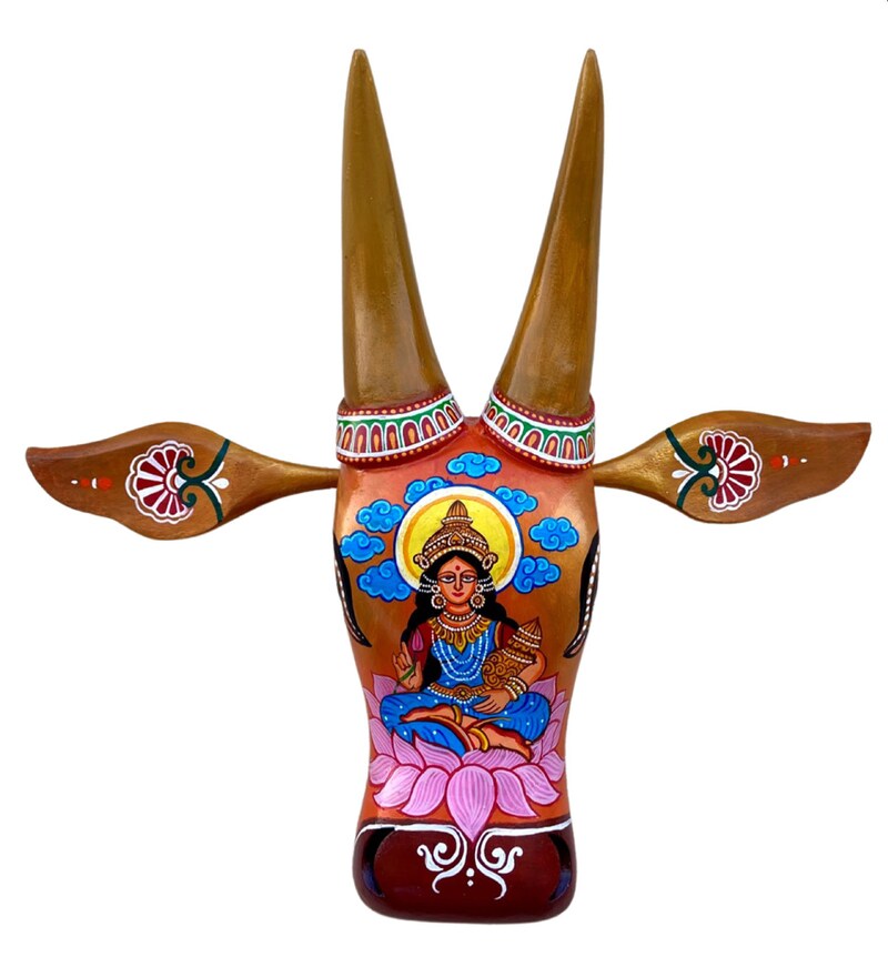 Buy Yellow Wooden 15 Inch Ochre Cow Head By Craftooba Online - Faux ...