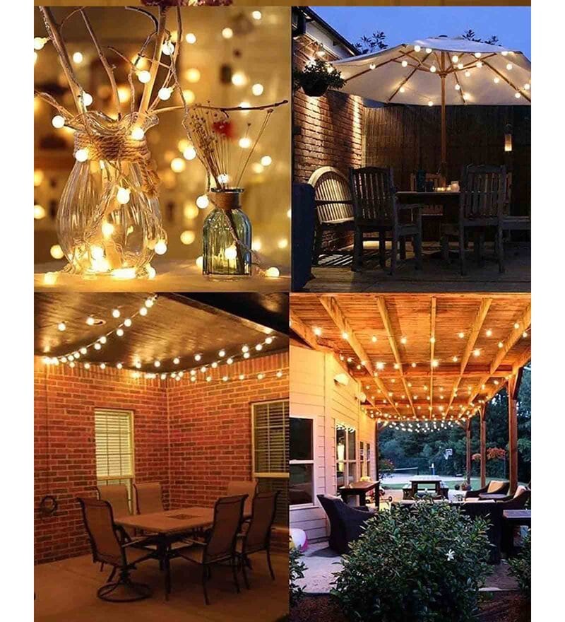 Buy Yellow 5 Meters Frosted Balls LED Solar Christmas Plug-In String ...