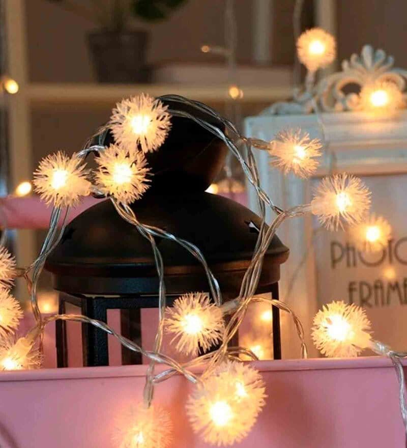 Buy Yellow 5 Meters Snowball LED Solar Christmas Plug-In String Lights ...