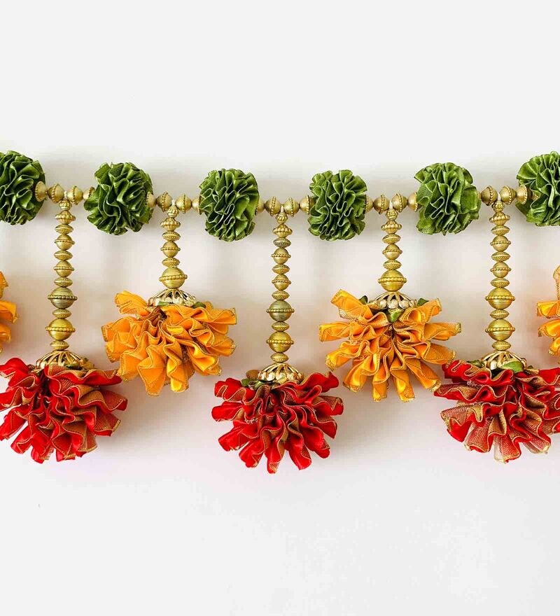 Buy Yellow Orange And Green Ribbon Toran by Suriti The culture shop ...
