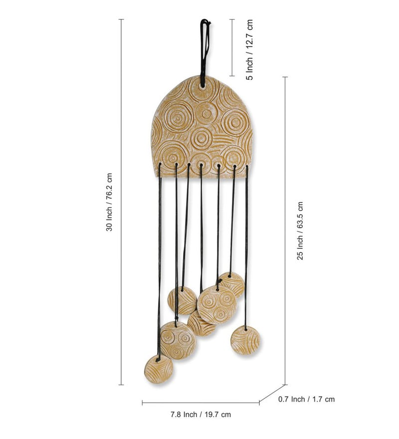 Buy Yellow Terracotta 7 Bells Wind Chime by ExclusiveLane Online - Feng ...