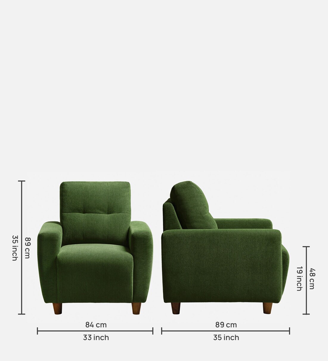 Buy Yolo Fabric 1 Seater Sofa in Avocado Green Colour by Sleepyhead ...