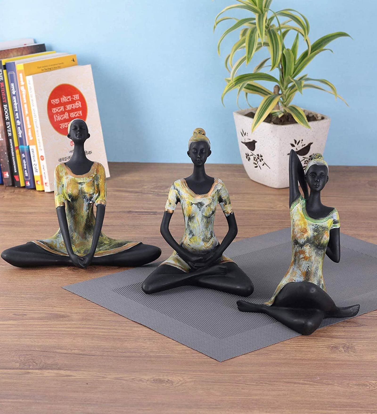 Buy Yoga Posture Lady Statue Polyresin Human Figurine Set of 3 at 35% ...
