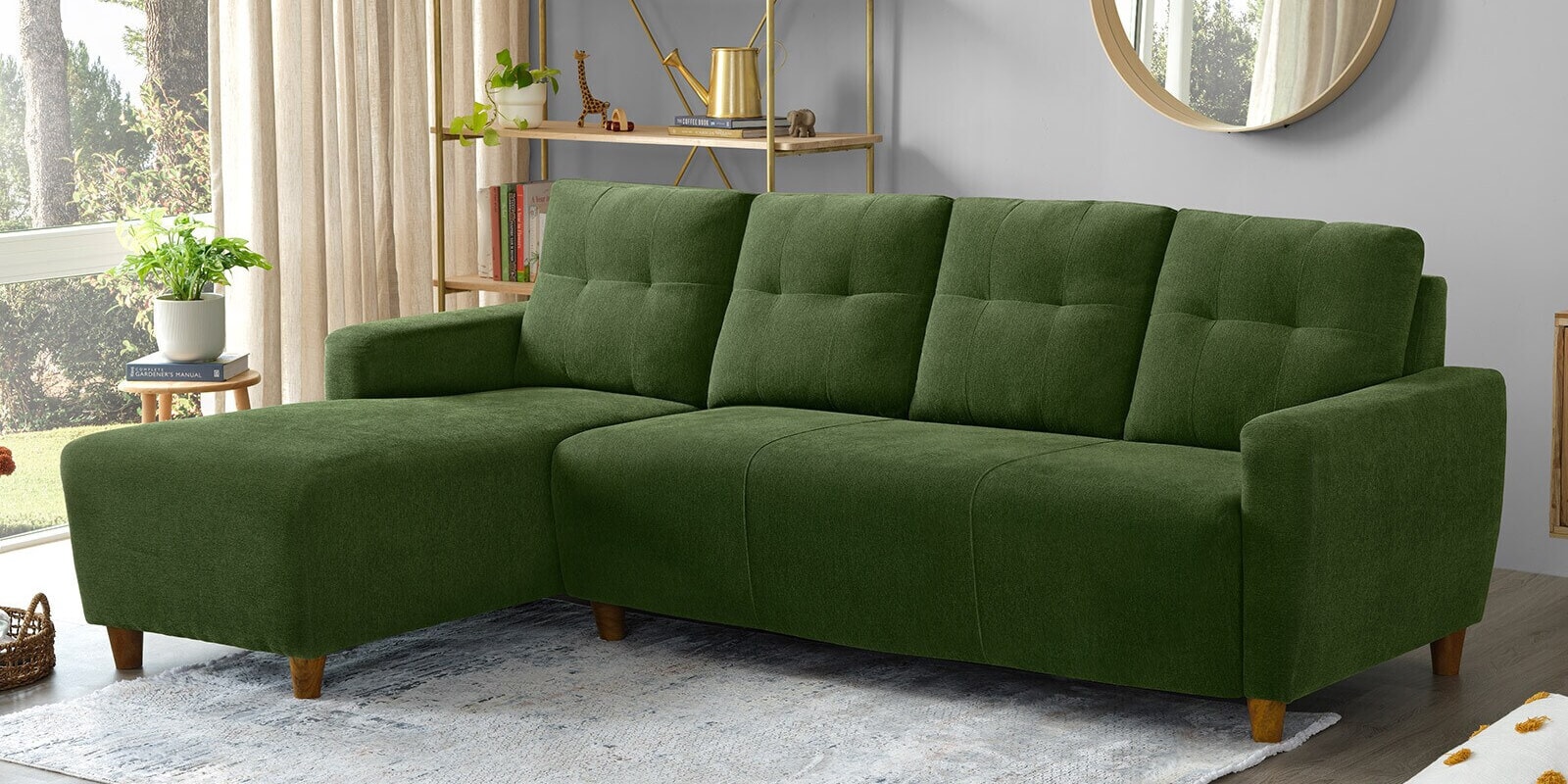 Buy Yolo Fabric RHS Sectional Sofa in Avocado Green Colour at 31% OFF ...