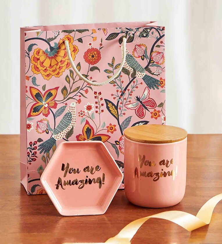 Buy You Are Amazing Set Snack Jar And Snack Plate Gift Set By Chumbak ...