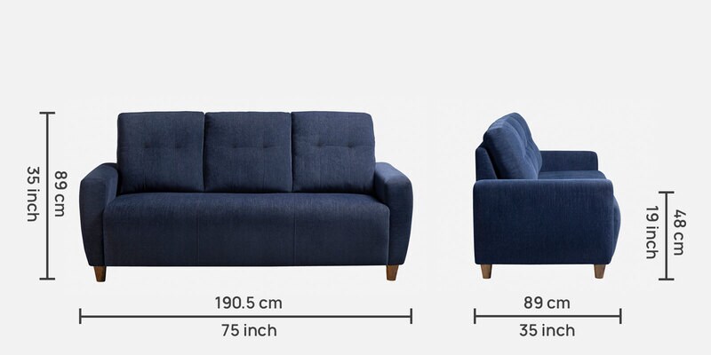 Buy Yolo Fabric 3 Seater Sofa in Berry Blue Colour by Sleepyhead Online ...
