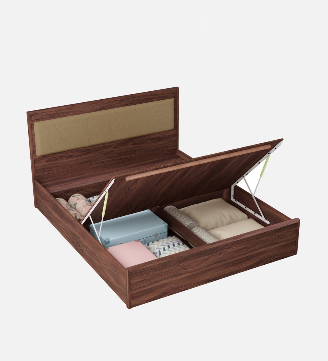 Buy Yuko Upholstered Queen Size Bed in Columbia Walnut Finish with ...