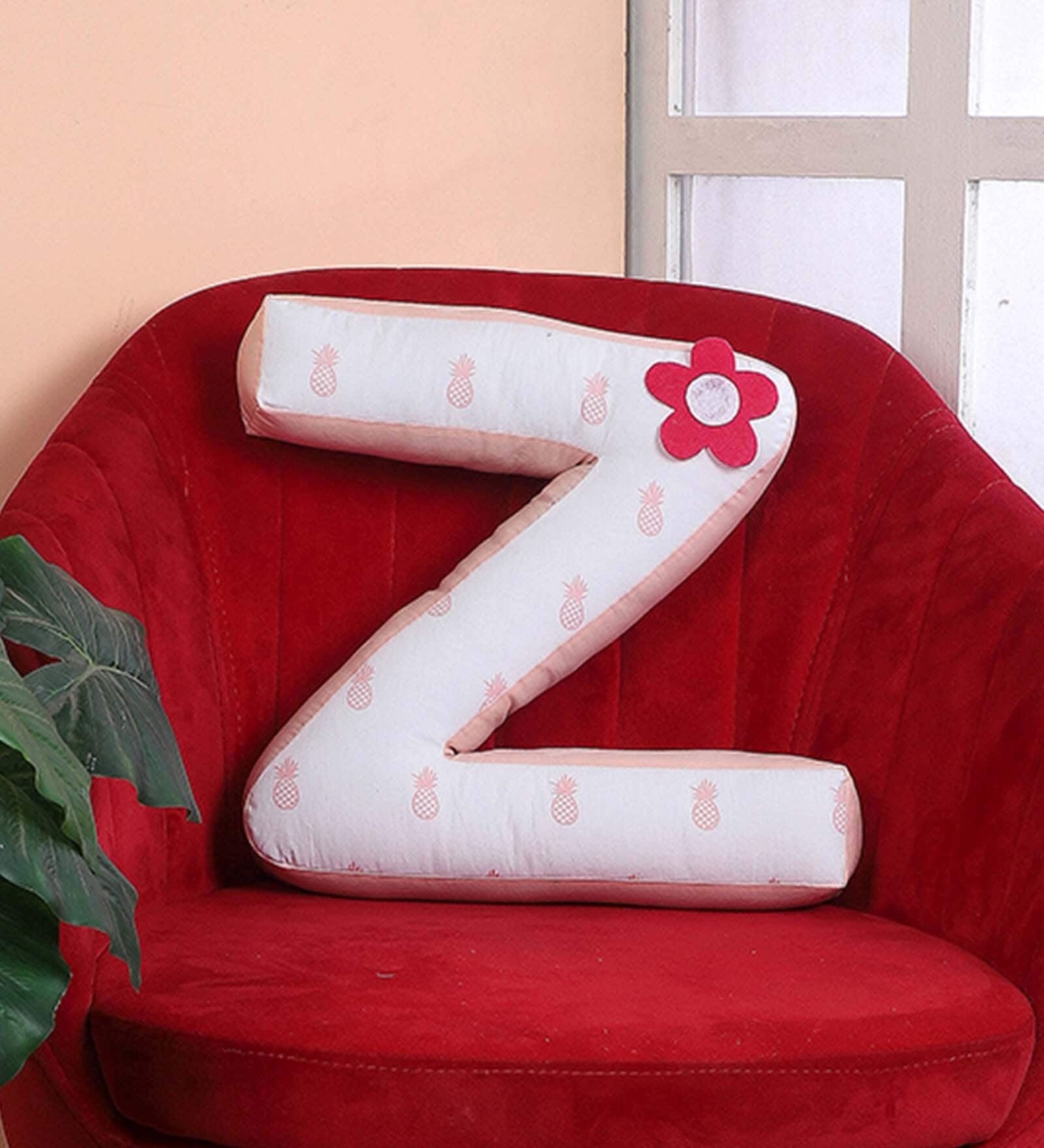 Buy White & Pink Cotton Z Alphabet Shaped Pillow at 68% OFF by My gift ...