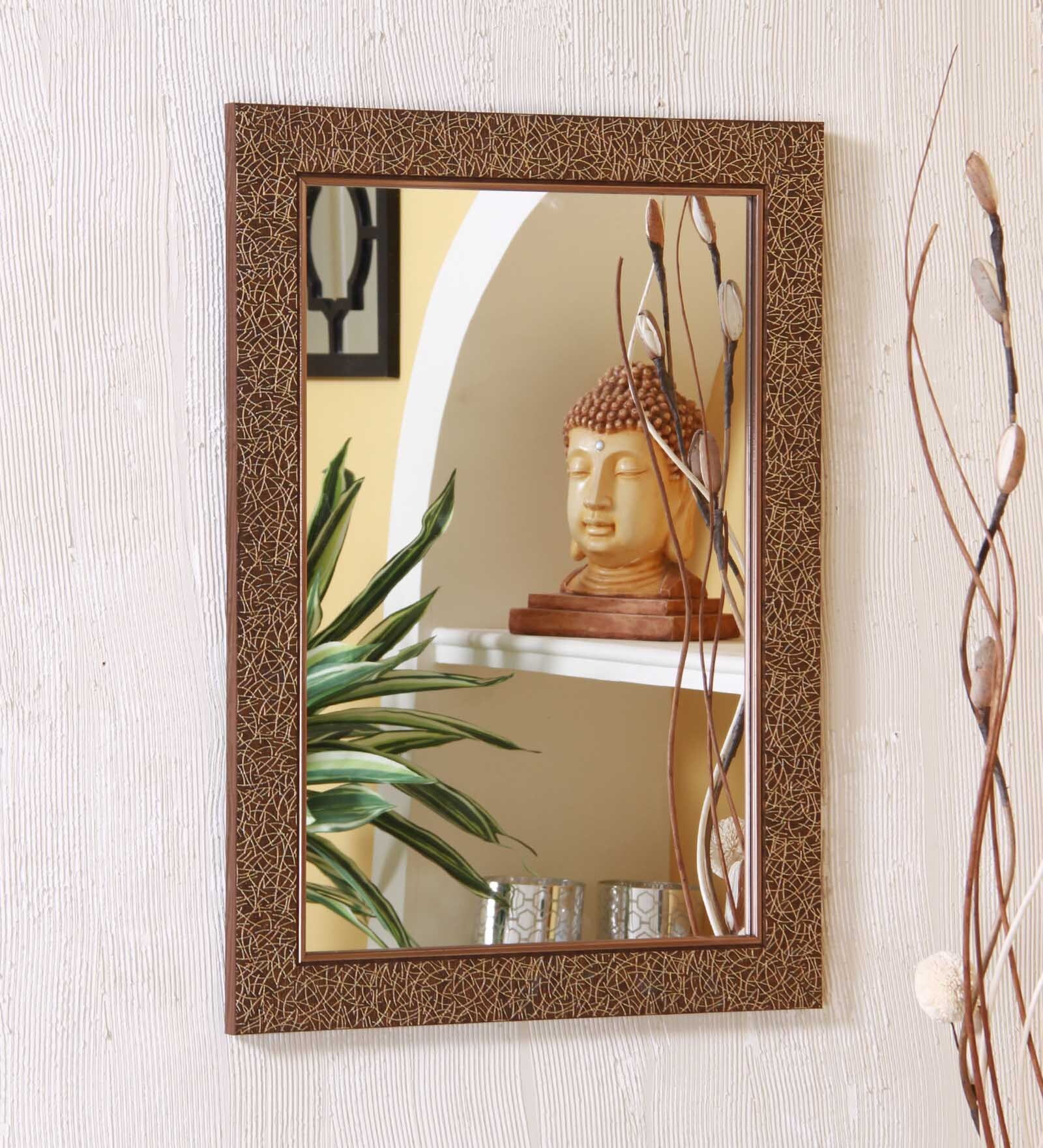 Buy Mango Wood Rectangle Wall Mirror in Brown colour by Zahab at 26% ...